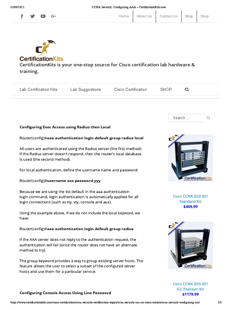 CCNA Security - Configuring AAA | PDF | Radius | Command Line Interface