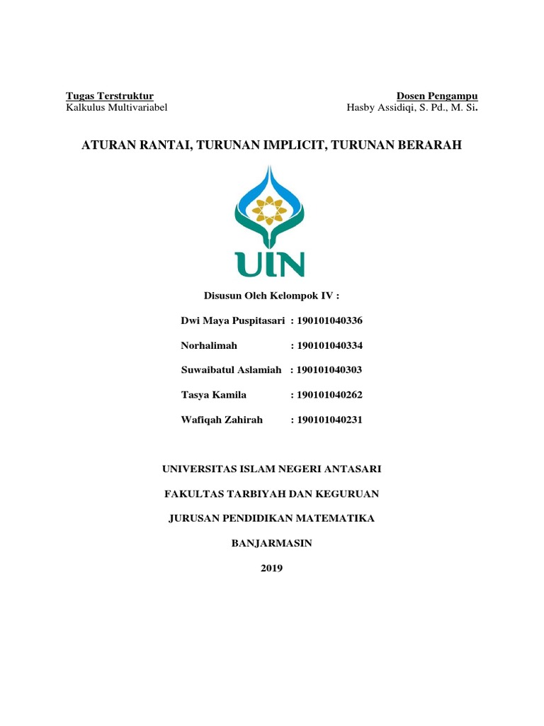Kalkulus Multivariabel - Aturan Rantai, Turunan Implicit, Turunan ...