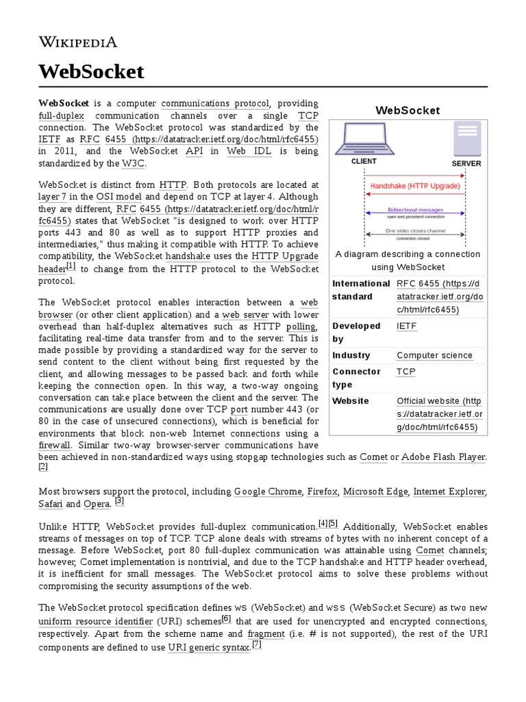 Websocket: Websocket Is A Computer Communications Protocol, Providing ...