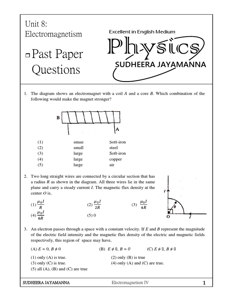 Past Paper Questions: Physics | Descargar gratis PDF | Transformer ...