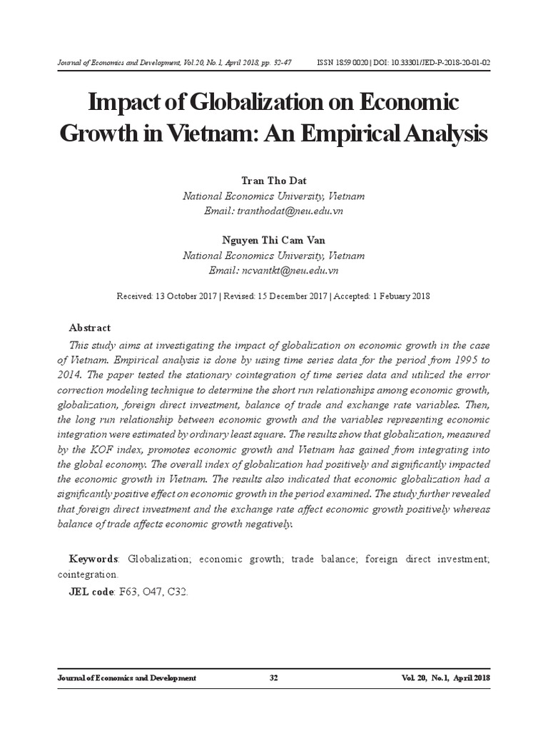 Impact of Globalization on Vietnam's Economic Growth | PDF | Economic ...