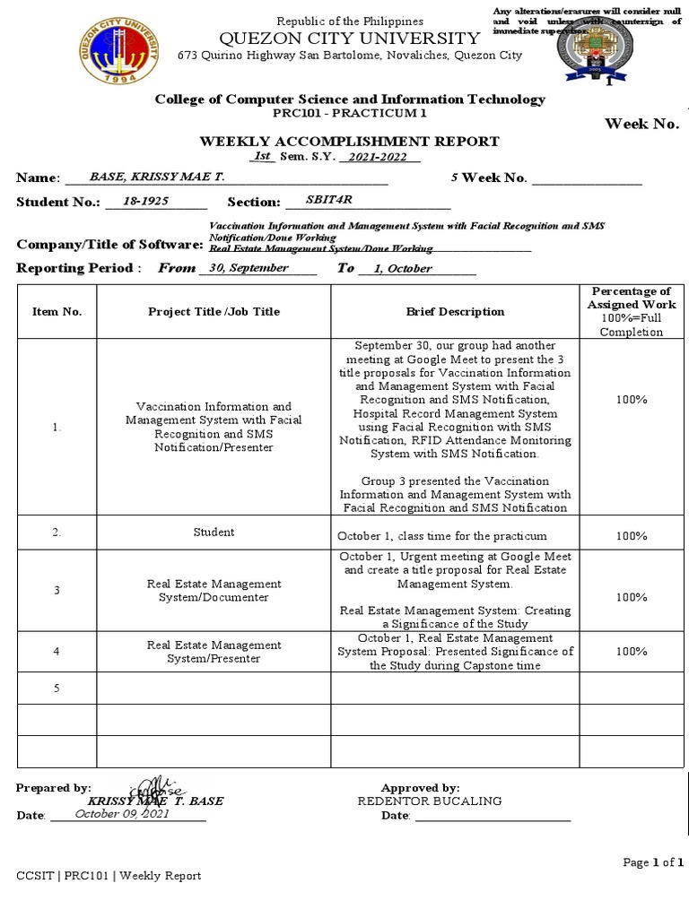 Base Krissy Mae Practicum Week5 | PDF | Information Technology | Information Age