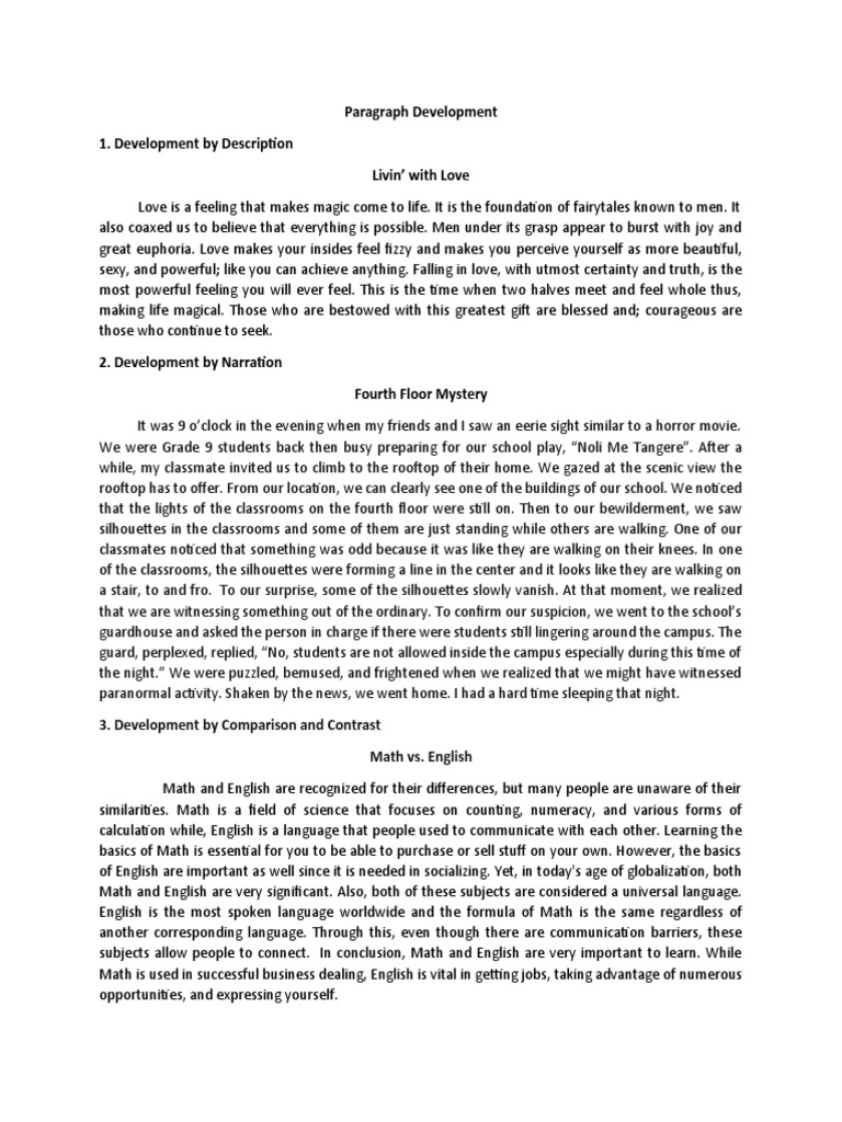 Paragraph Development 1. Development by Description Livin' With Love ...