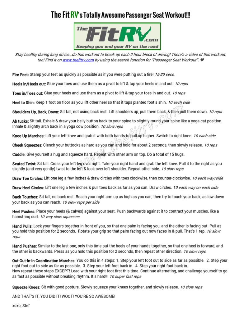 The Passenger Seat Workout Plan | PDF | Foot | Hand