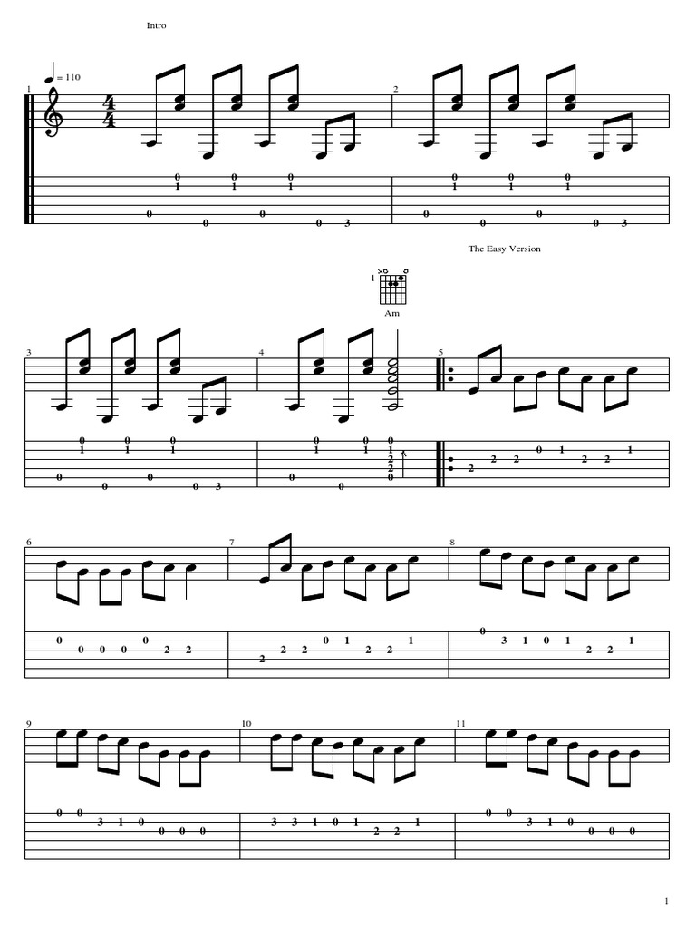The Easiest Guitar Tabs - Ievan Polkka - Traditional Finnish Song | PDF