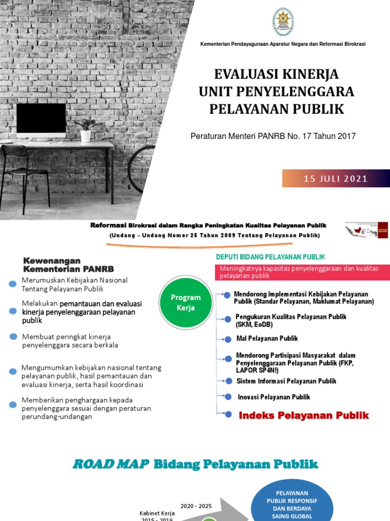 Paparan Kebijakan Evaluasi Pelayanan Publik - 15 Juli 2021 | PDF
