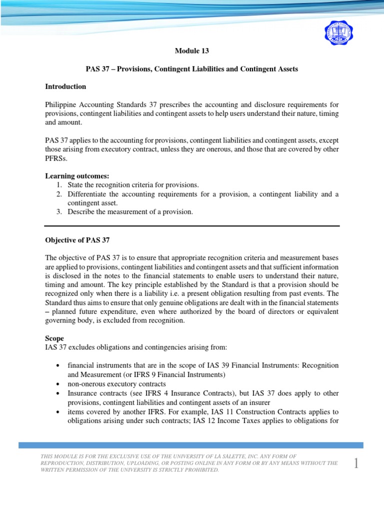 Module 13 PAS 37 | PDF | International Financial Reporting Standards ...
