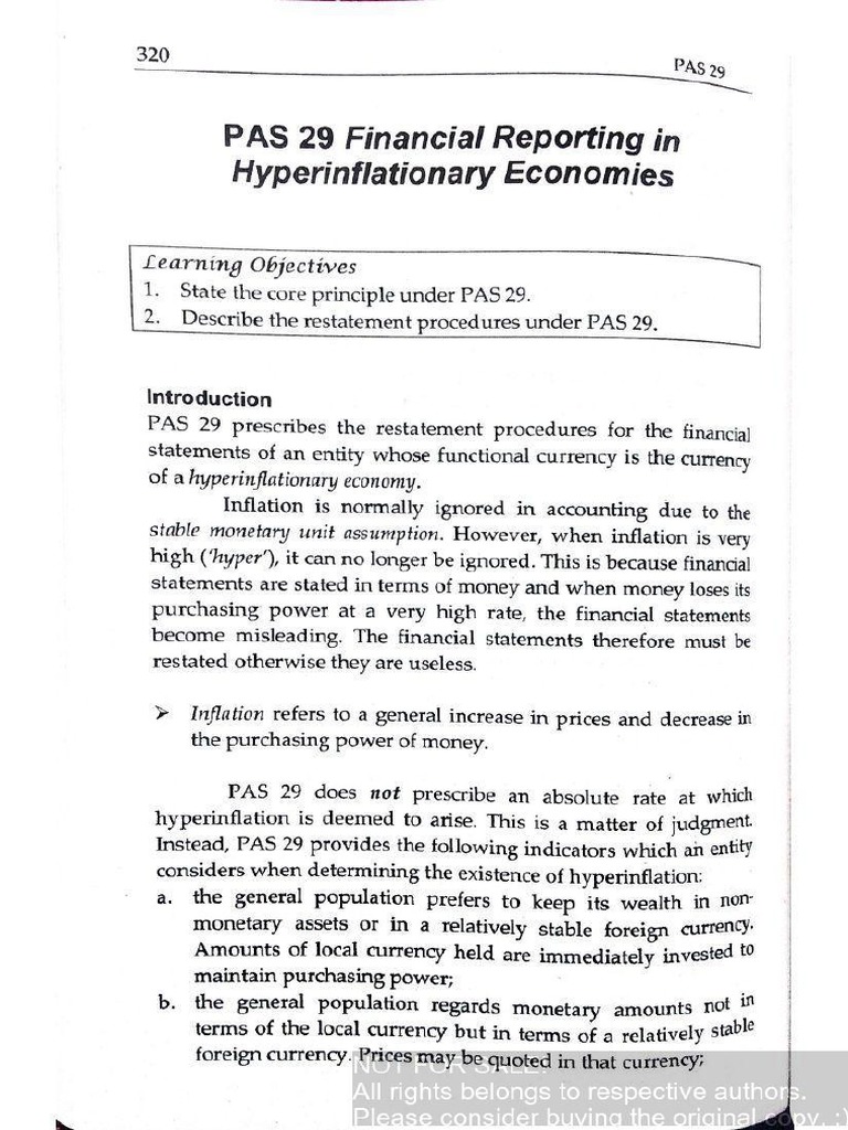 PAS 29 Financial Reporting in Hyperinflationary Econonomies | PDF