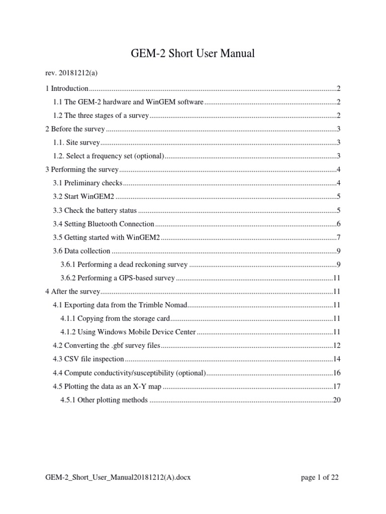 GEM-2 Short User Manual | PDF | Comma Separated Values | Computer File
