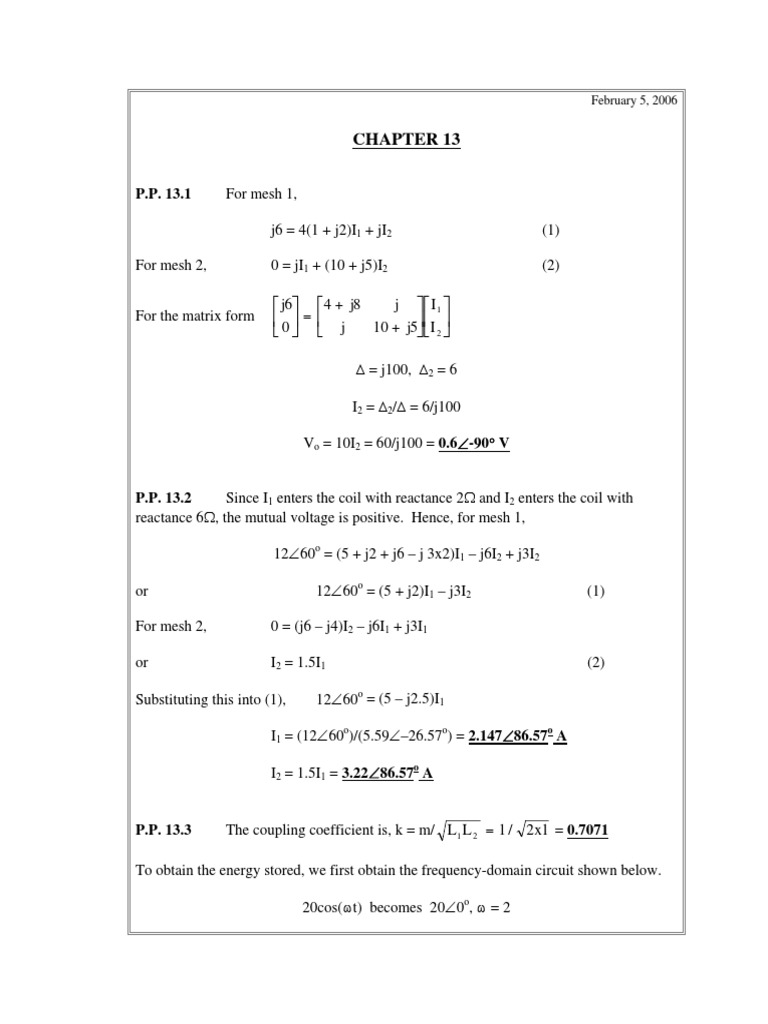 Fundamentals of Electric Circuits Chapter 13 Solution | PDF ...