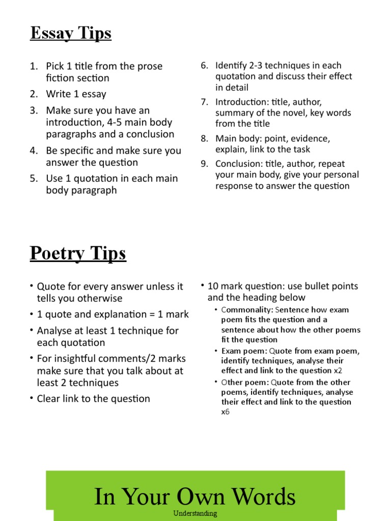 Higher Revision Tips | PDF | Poetry | Essays