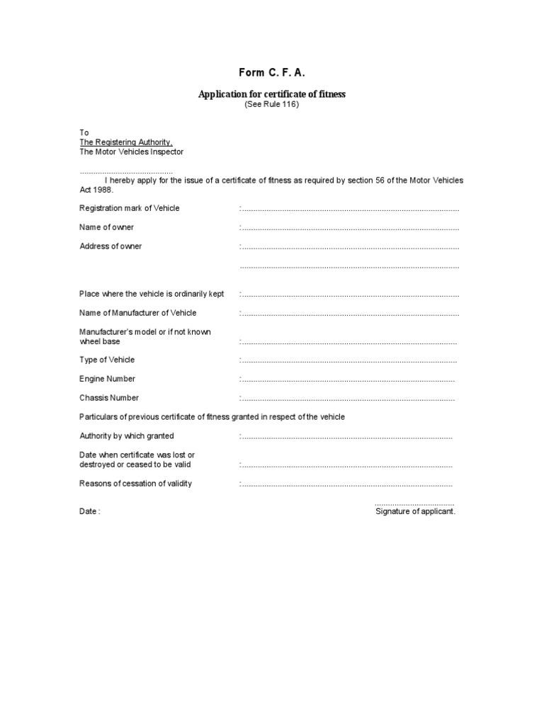 Formcfa | PDF | Vehicles | Transport