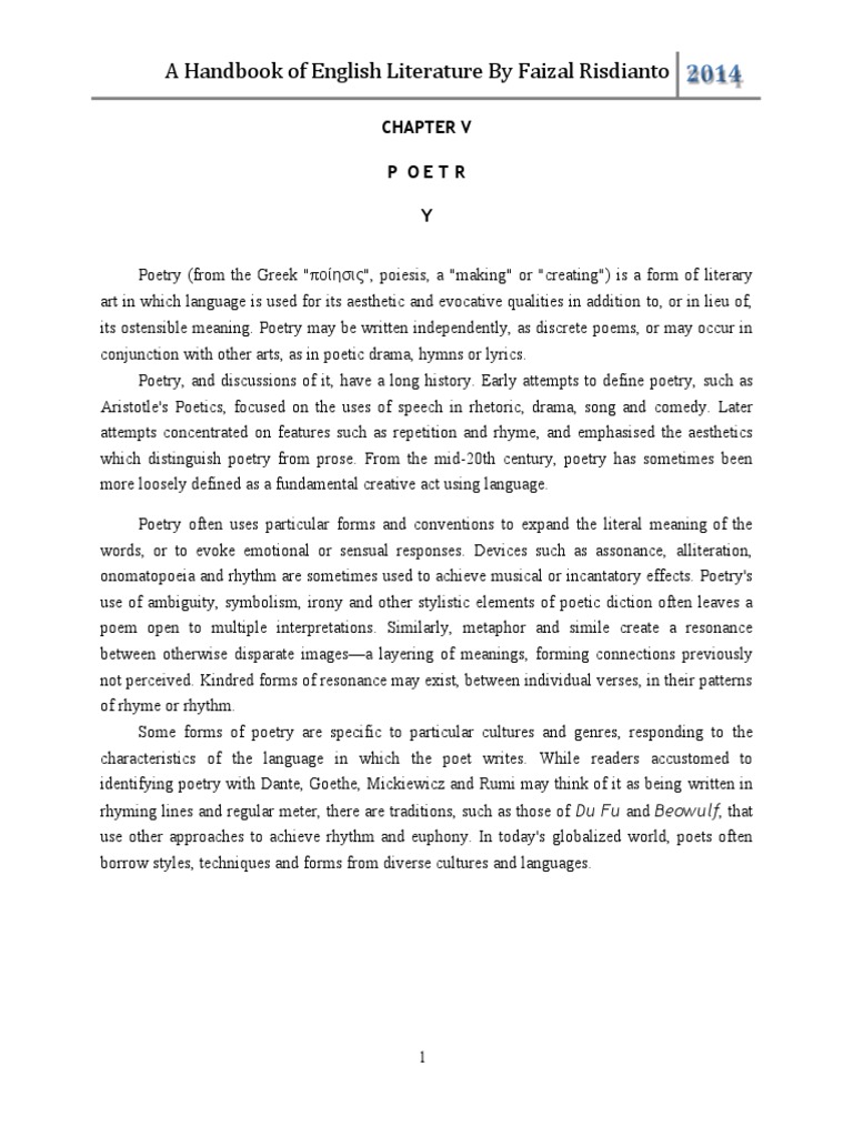 A Handbook of English Literature by Faizal Risdianto: P Oetr Y | PDF ...