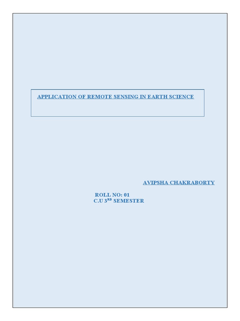 Application of Remote Sensing in Earth Science | PDF | Remote Sensing ...