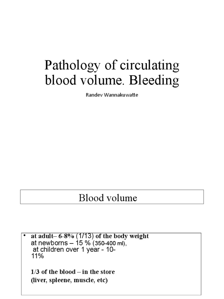 Blood Volume Disorders in Adults | PDF | Red Blood Cell | Bleeding
