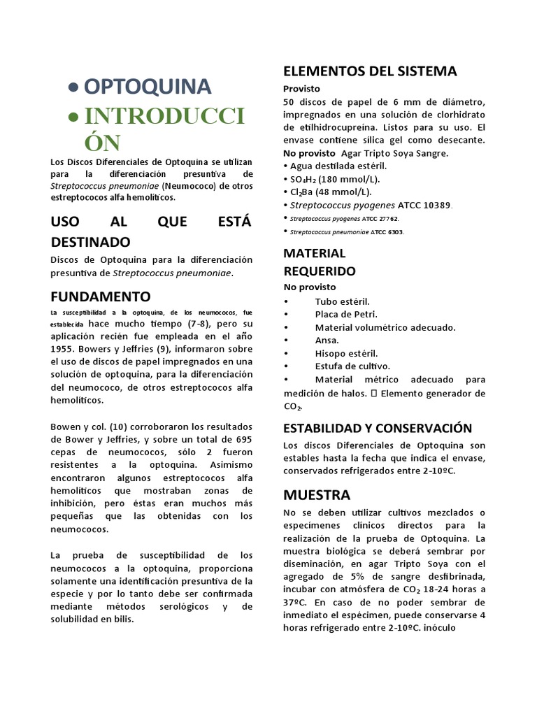 Prueba de Optoquina para Neumococos | PDF | Estreptococo | Microbiología