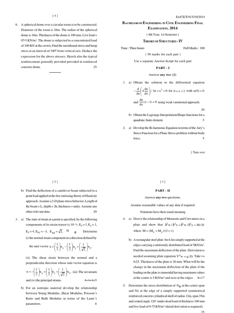 Theory of Structures - IV | PDF | Young's Modulus | Stress (Mechanics)