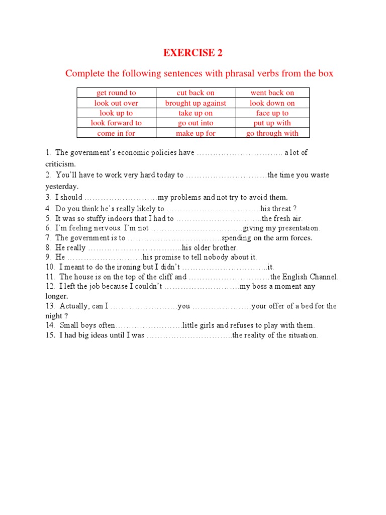 Phrasal Verb - Exercise 2 | PDF
