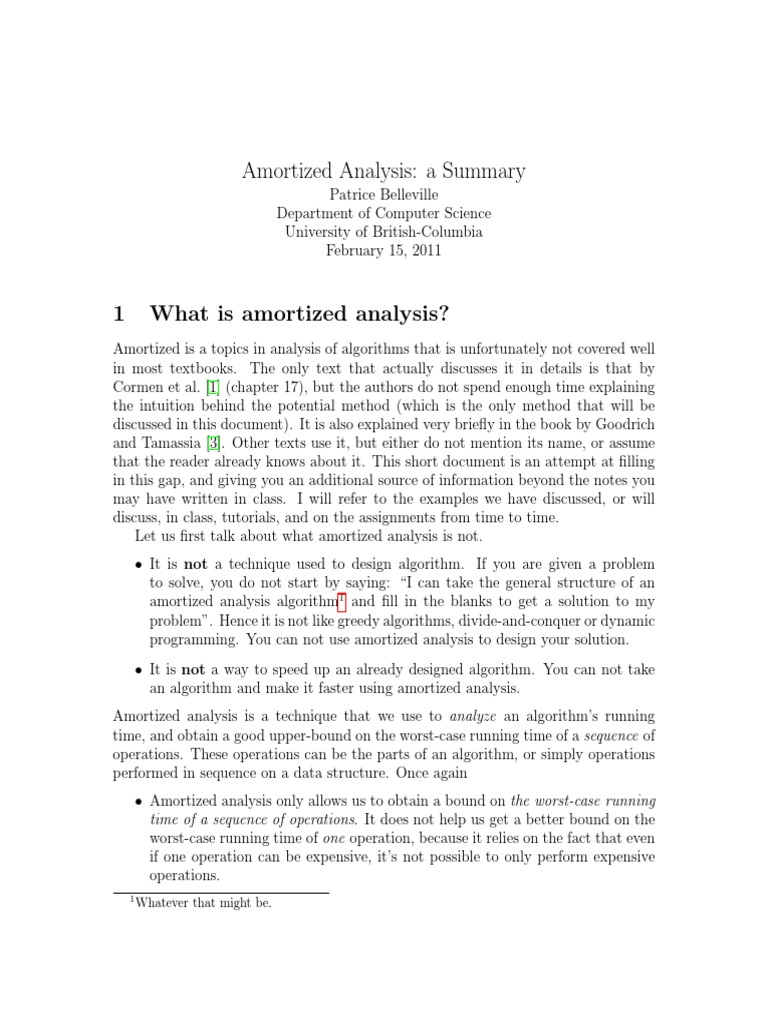 Amortized Analysis A Summary Whatever That Might Be Pdf Array Data Structure Algorithms