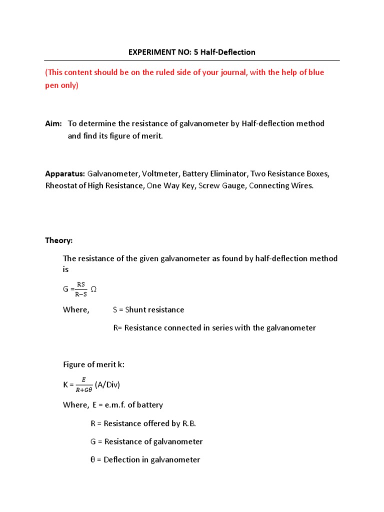 Half Deflection Readings | PDF | Electromagnetism | Force