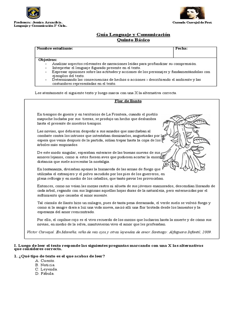 Comprension-lectora-Quinto-basico 2 | PDF