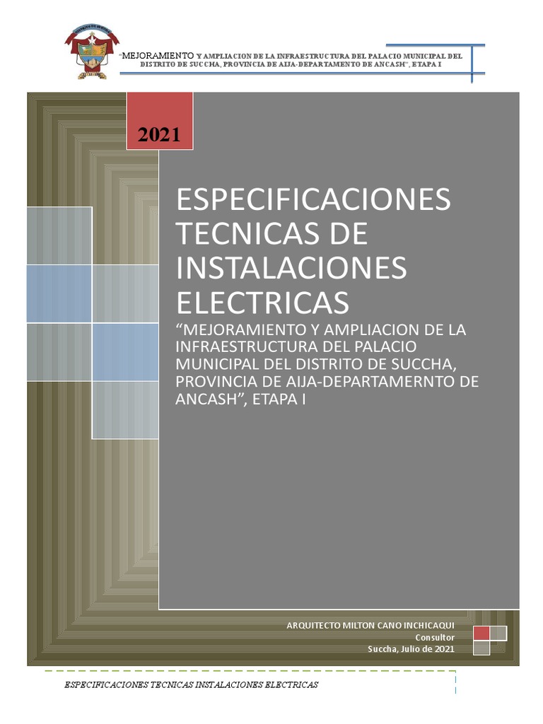 Especificaciones Tecnicas Inst Elect | PDF | Enchufes y tomas de corriente alterna | Aislador ...