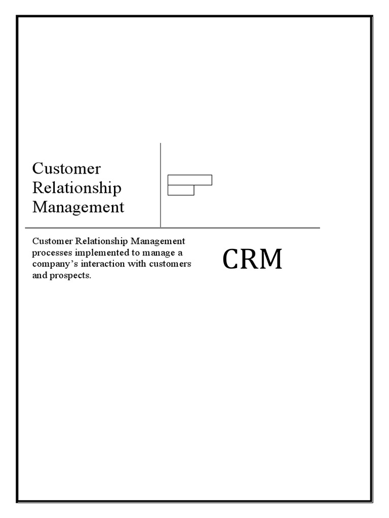 Customer Relationship Management | PDF | Customer Relationship ...