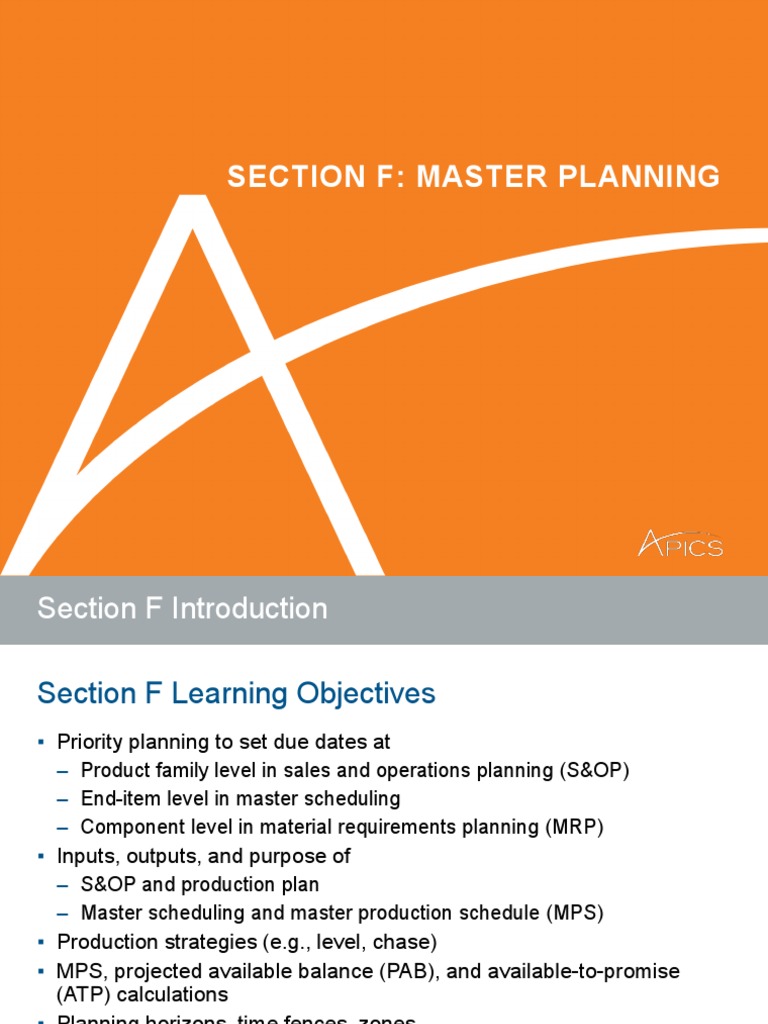 Section F: Master Planning | PDF | Inventory | Economies