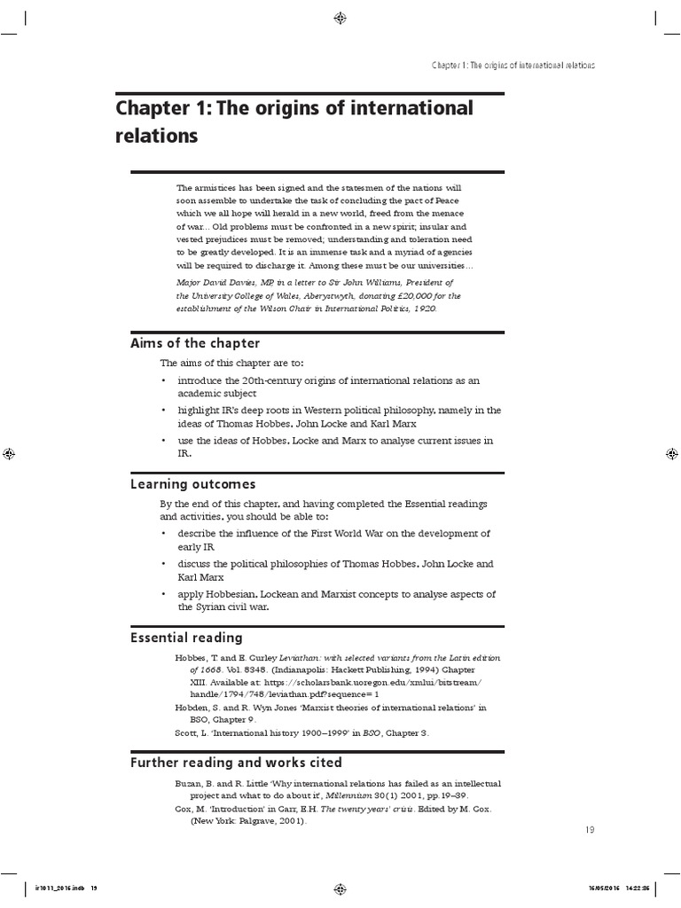 Origins of International Relations Discipline | PDF | International ...