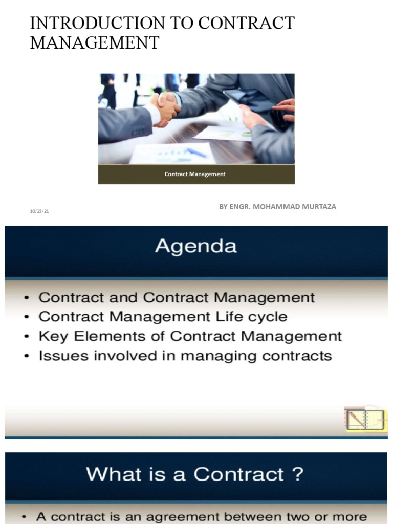 Introduction To Contract Management: by Engr. Mohammad Murtaza | PDF