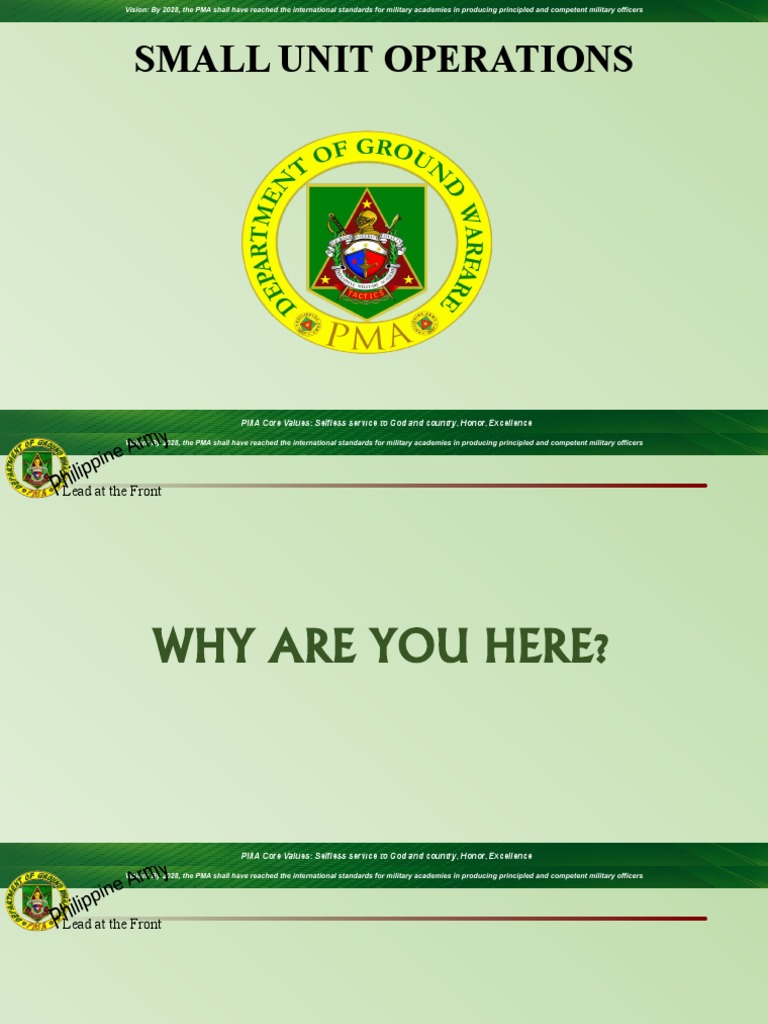 Small Unit Operations: PMA Core Values: Selfless Service To God and ...