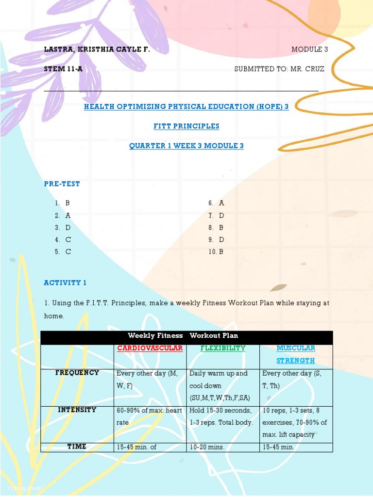 SHS Stem 12 H.O.P.E Module 3 | PDF | Physical Fitness | Health Sciences