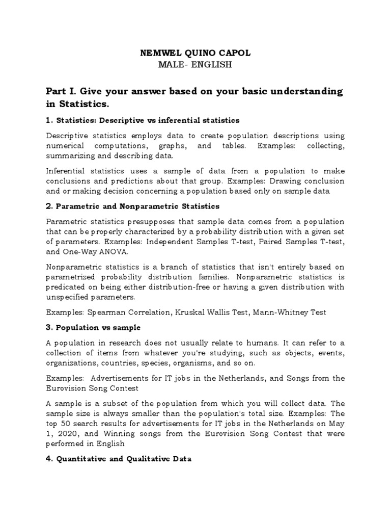 Part I. Give Your Answer Based On Your Basic Understanding in ...