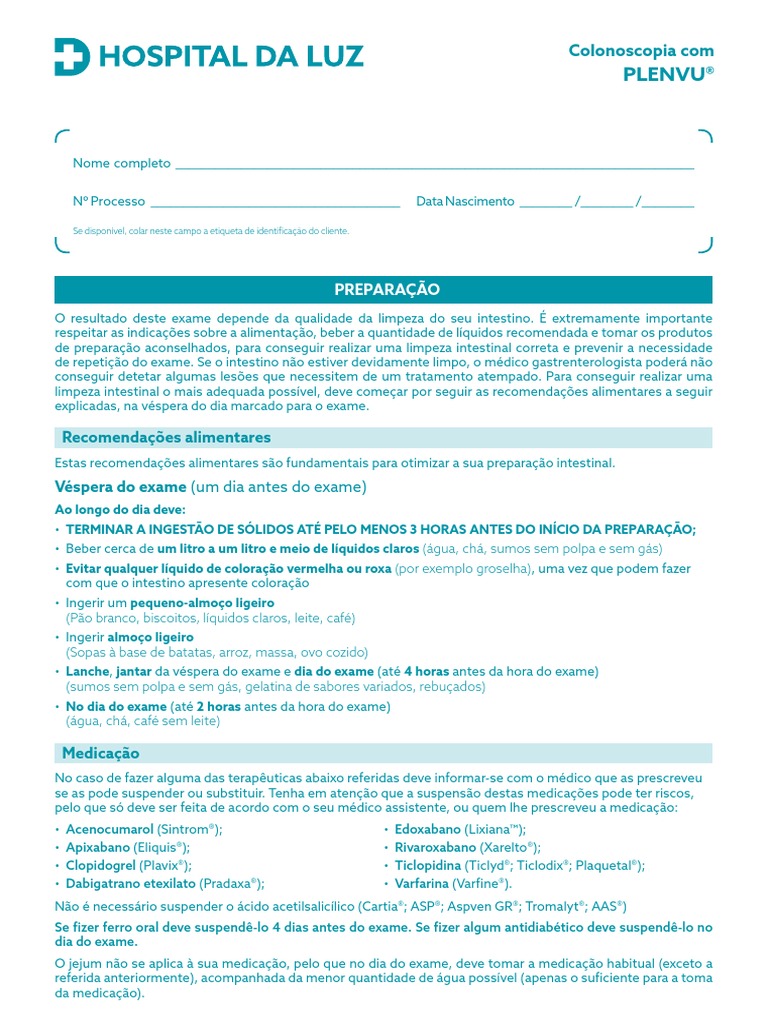 Preparação Colonoscopia_PLENVU R01 | PDF | Colonoscopia