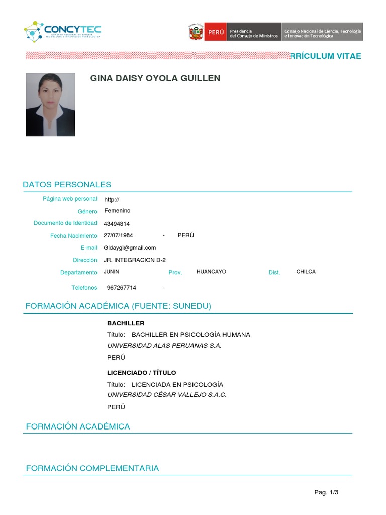 Cti Vitae Gina Daisy Oyola Guillen | PDF