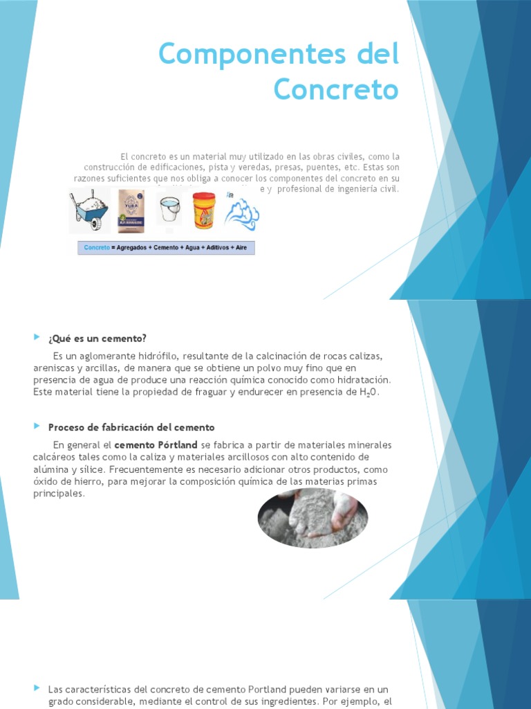 Componentes Del Concreto | PDF | Hormigón | Cemento