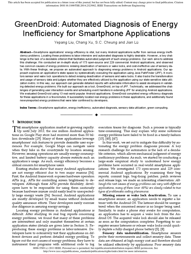 GreenDroid: Energy Diagnosis for Android Apps | PDF | Android ...