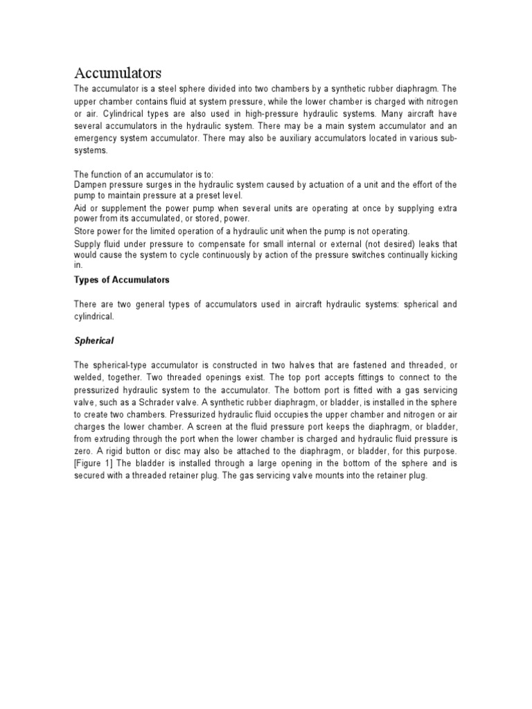 Types of Accumulators | PDF | Valve | Piston
