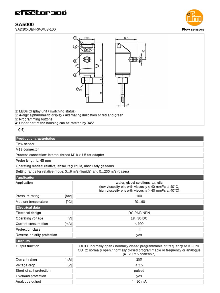 SA5000 Characteristics | PDF | Flow Measurement | Switch