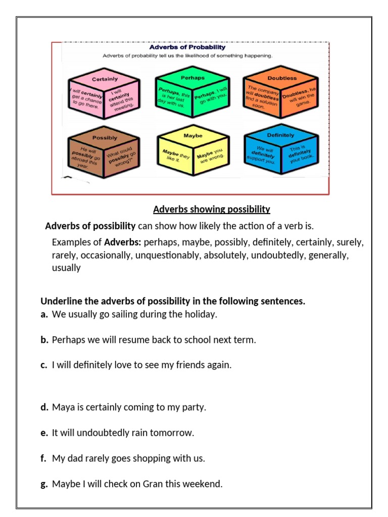 Adverb of Possibility | PDF | Language Arts & Discipline