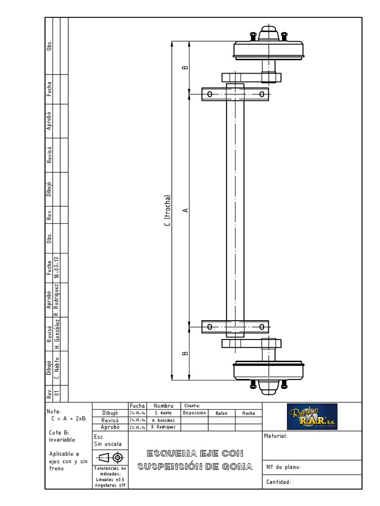Esquema-Eje-Con-Suspensión-De-Goma - Rev.011 Con Freno | PDF