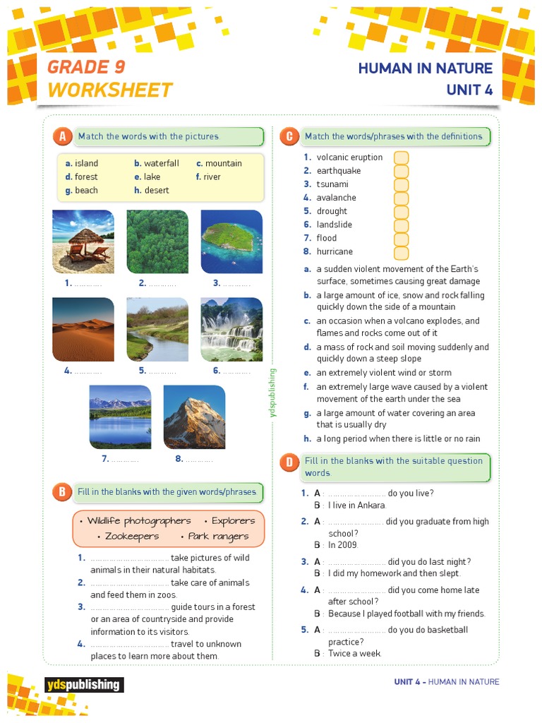 Grade 9 Online Worksheet Unit 4 | PDF | Tsunami | Volcano