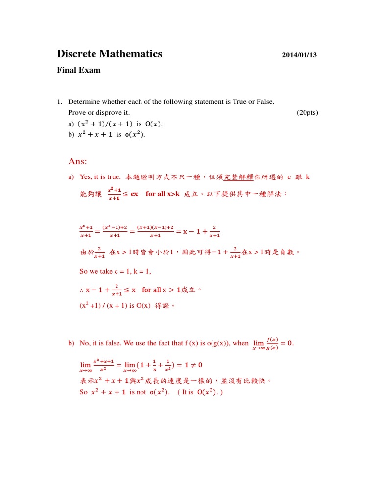 Discrete Mathematics: Final Exam | PDF | Vertex (Graph Theory) | Graph ...