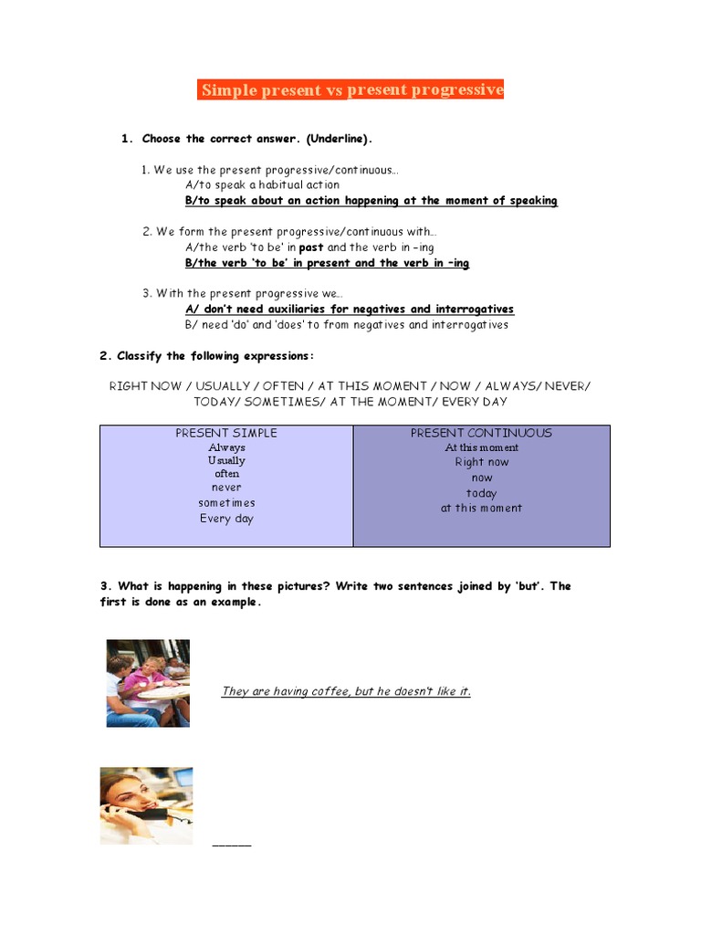 Simple Present Vs Progressive | PDF