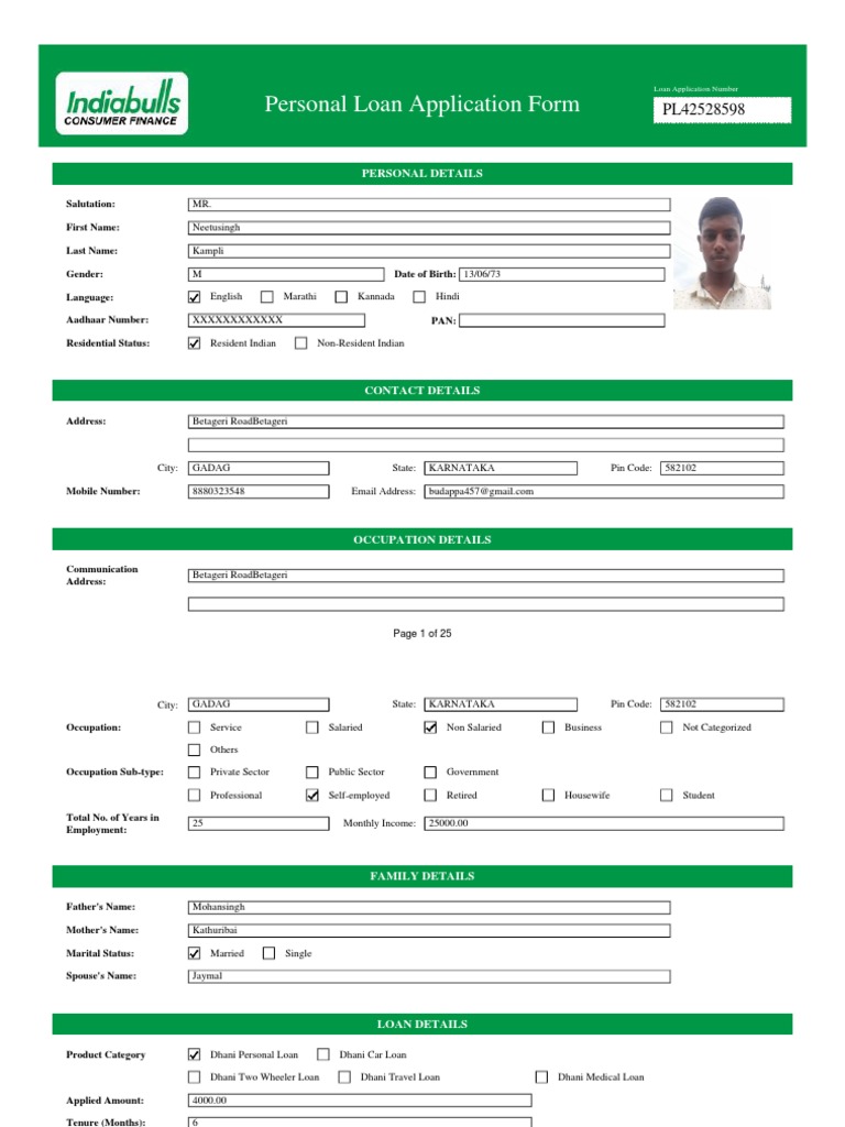 Personal Loan Application Form | PDF | Loans | Interest