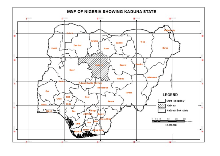 Map of Nigeria Highlighting Kaduna State | PDF | Nigeria