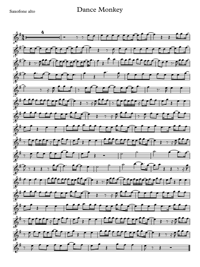 Dance Monkey - Partit - Saxofone Alto | PDF