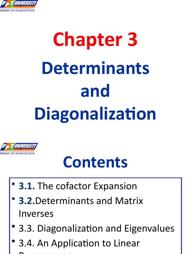 Linear Algebra: Determinants & Diagonalization | PDF | Eigenvalues And Eigenvectors | Matrix ...