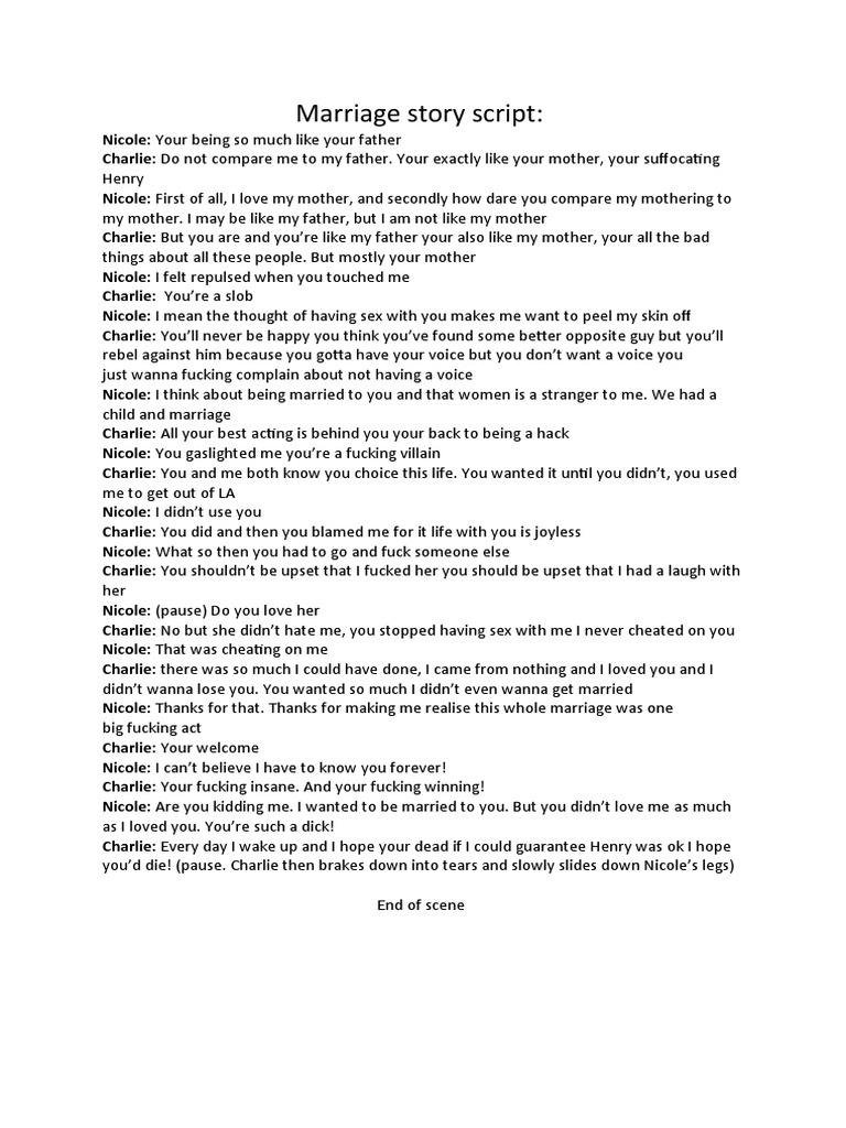 Marriage Story Script | PDF