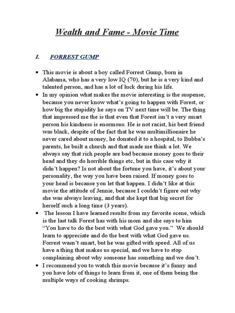 Wealth and Fame-Movie Time | PDF